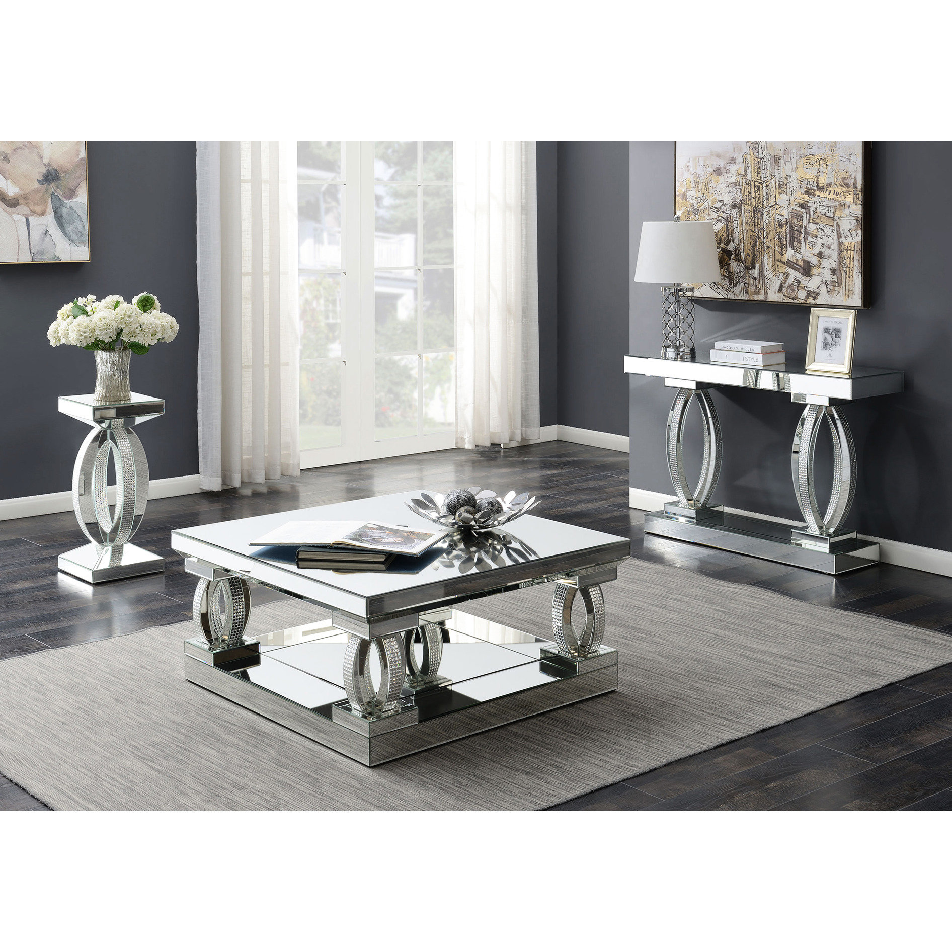 Latitude Run® Functional Silver Mirrored Table For In Entryway ...