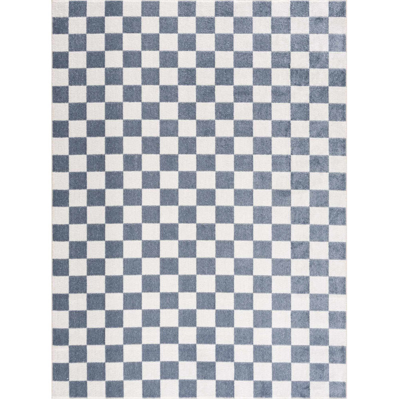 Ebern Designs Mayarose Checkered Machine Woven Polyester Area Rug in ...