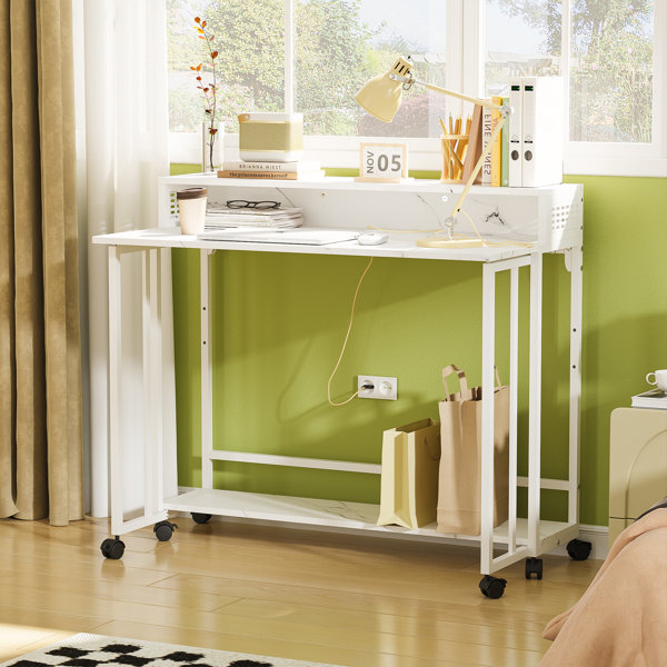 Ebern Designs Modern Computer Desk Foldable Desktop with Rotating ...