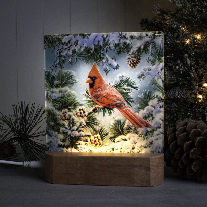 Glow Decor Snowy Pine Cardinal Night Light | Wayfair
