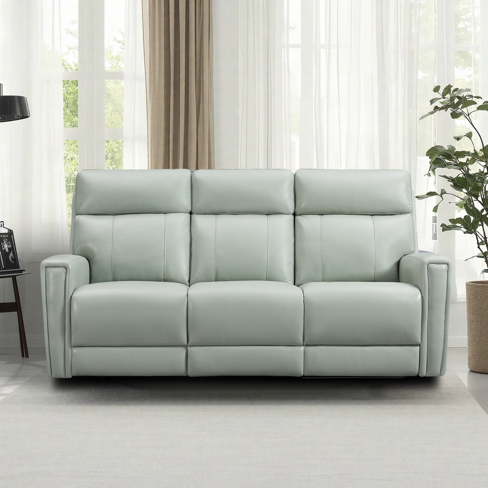 Latitude Run® One Harnish Genuine Leather Power Double-Motor Reclining ...