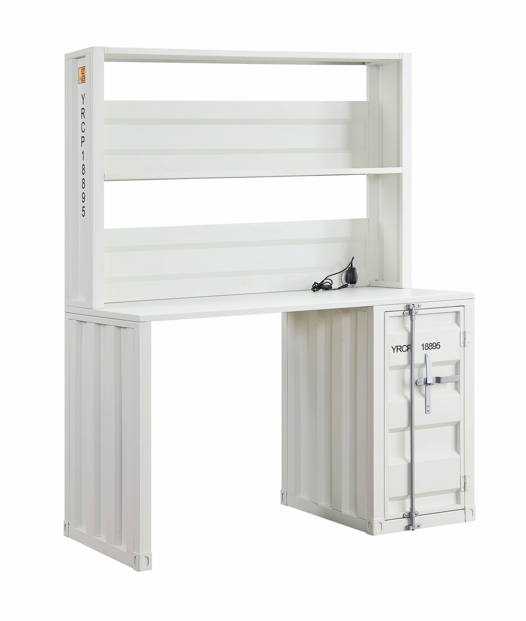 Williston Forge Metal Writing Desk With Hutch, Rectangular Desk With ...