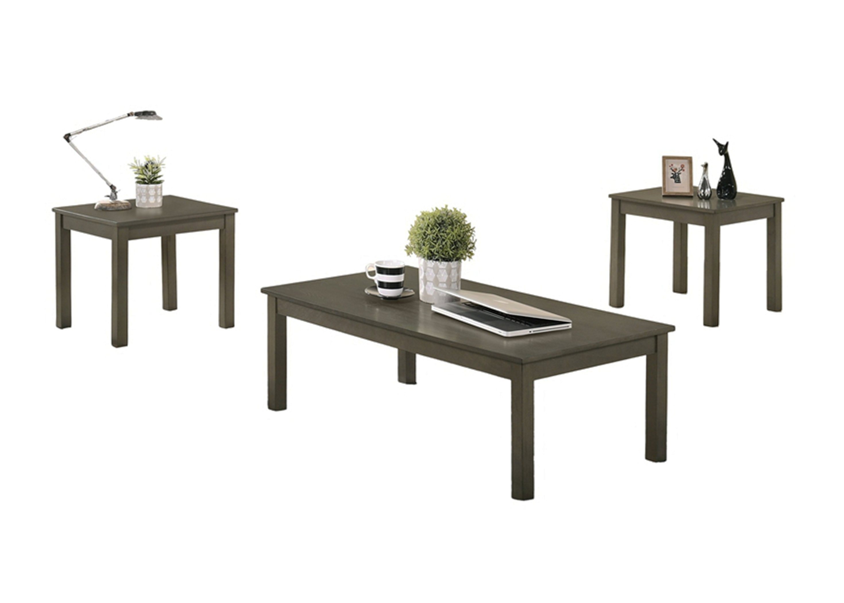 Latitude Run® Dark Grey Color Elegant 3Pc Coffee Table Set 1X Coffee ...