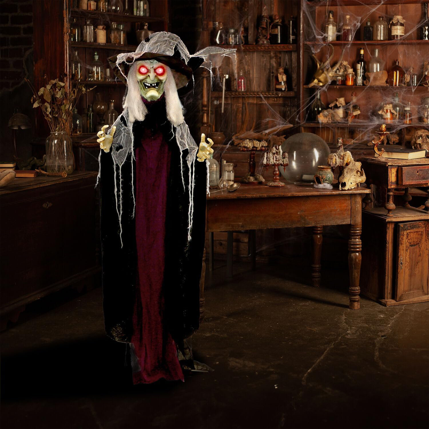 The Holiday Aisle® Life-Size Poseable Scary Talking Witch, With Touch ...