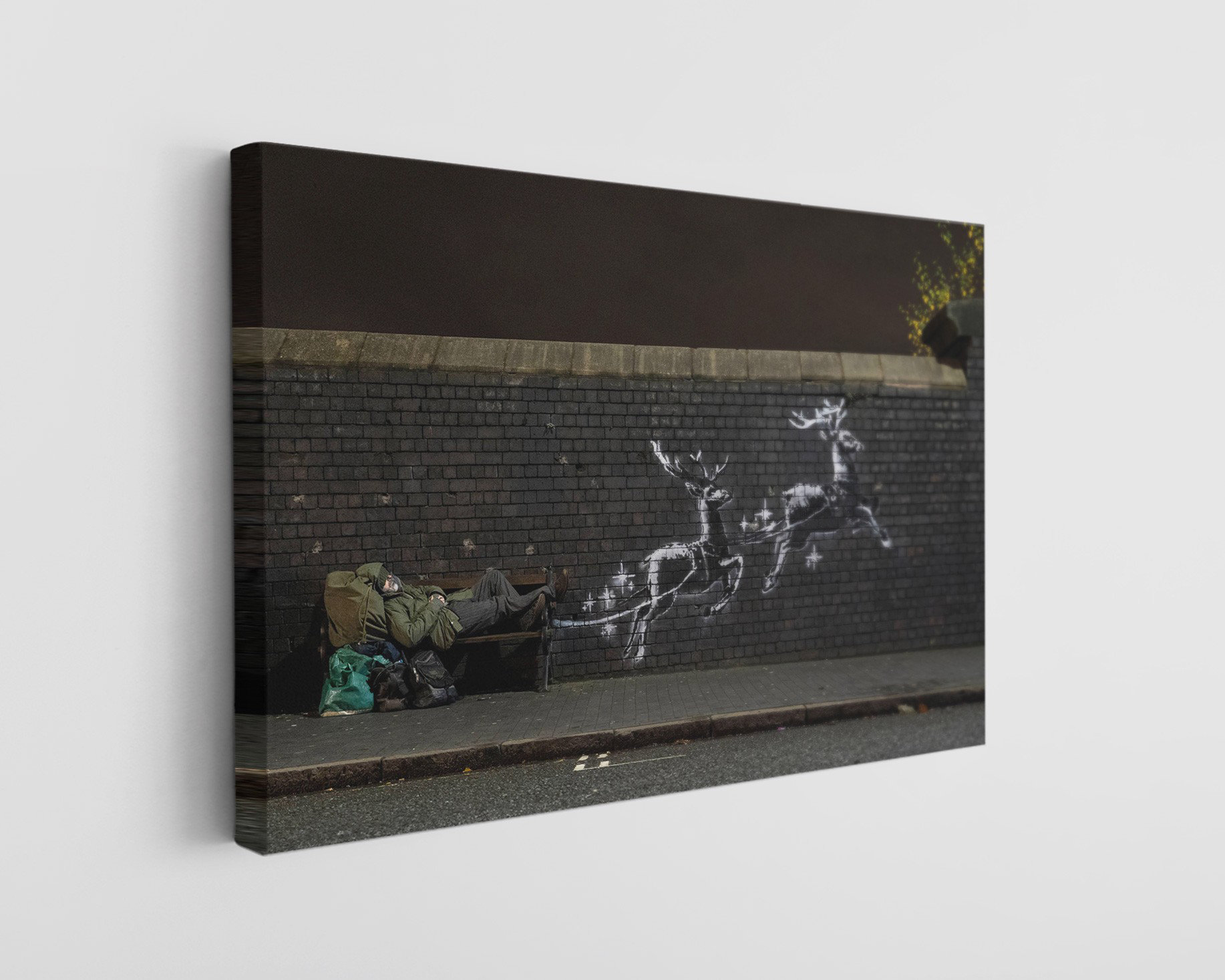 Millwood Pines Banksy Homeless Reindeer Street Art Canvas Print | Wayfair