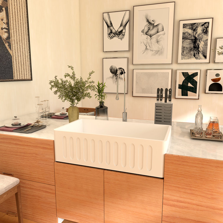 HOME ART Solid Surface Farmhouse / Apron Stone Sink Basin With Durable ...