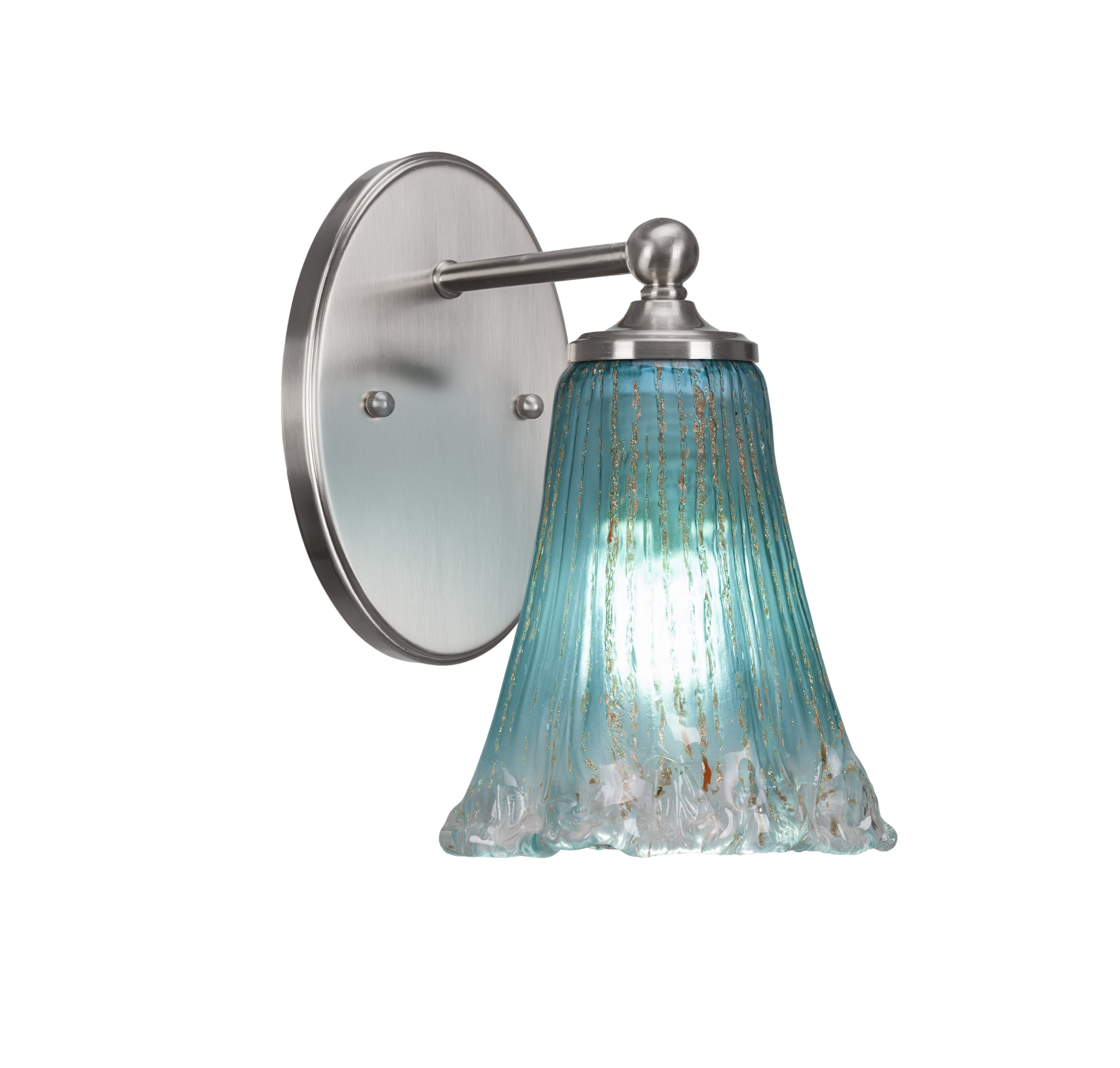 Longshore Tides Aitkens Wall Sconce Shown With 5.5" Fluted Teal Crystal ...