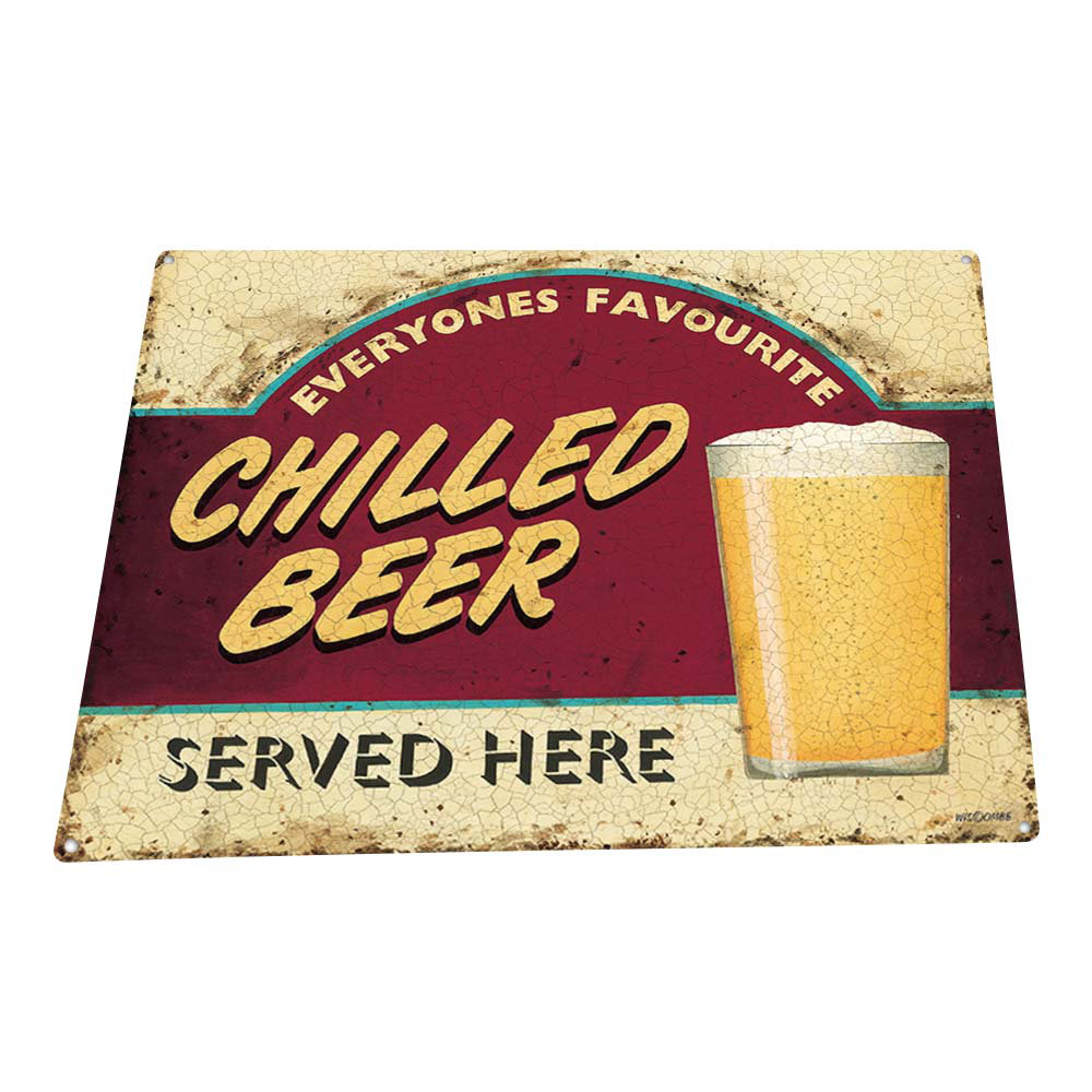 Trinx Rustic Chilled Beer Served Here Metal Sign - Wayfair Canada