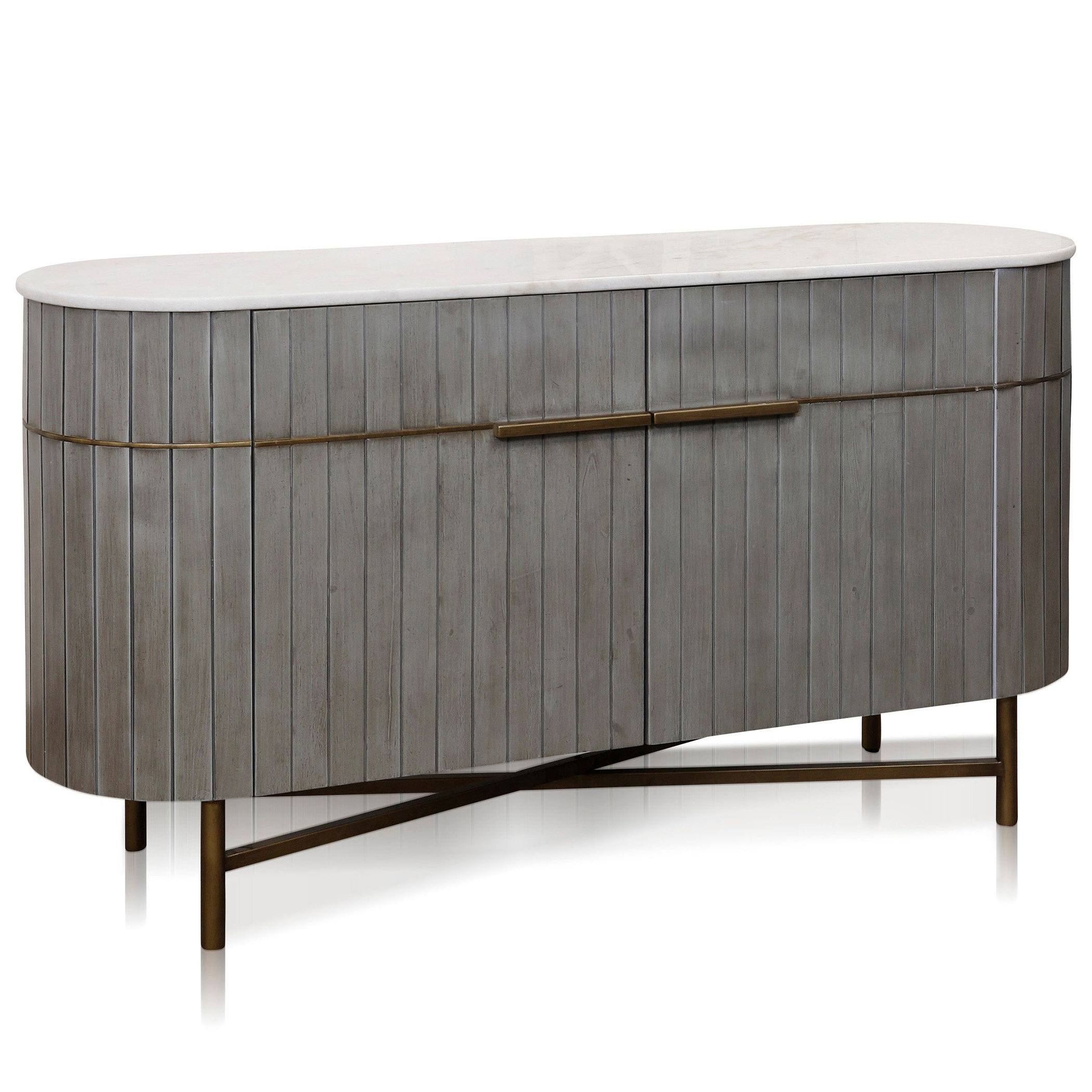 Latitude Run® Racetrack Oval Sideboard - Light Grey Finish with White ...