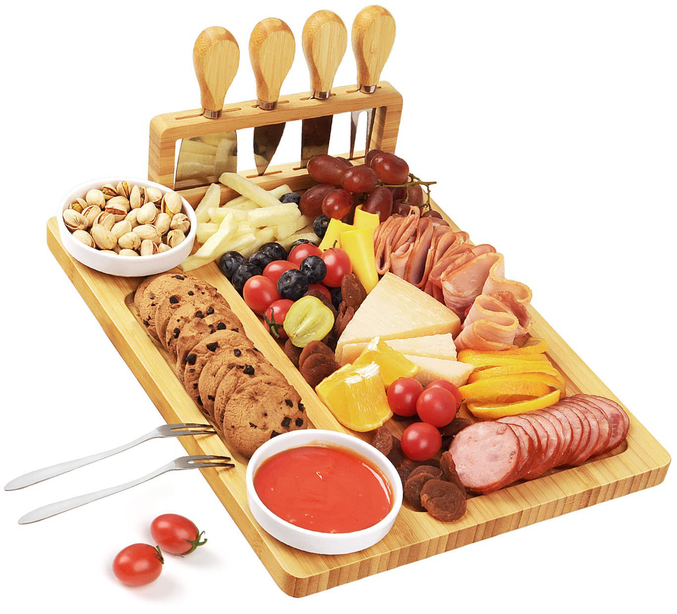 Union Rustic Bamboo Charcuterie Cheese Board Set - Serving Meat Cheese ...