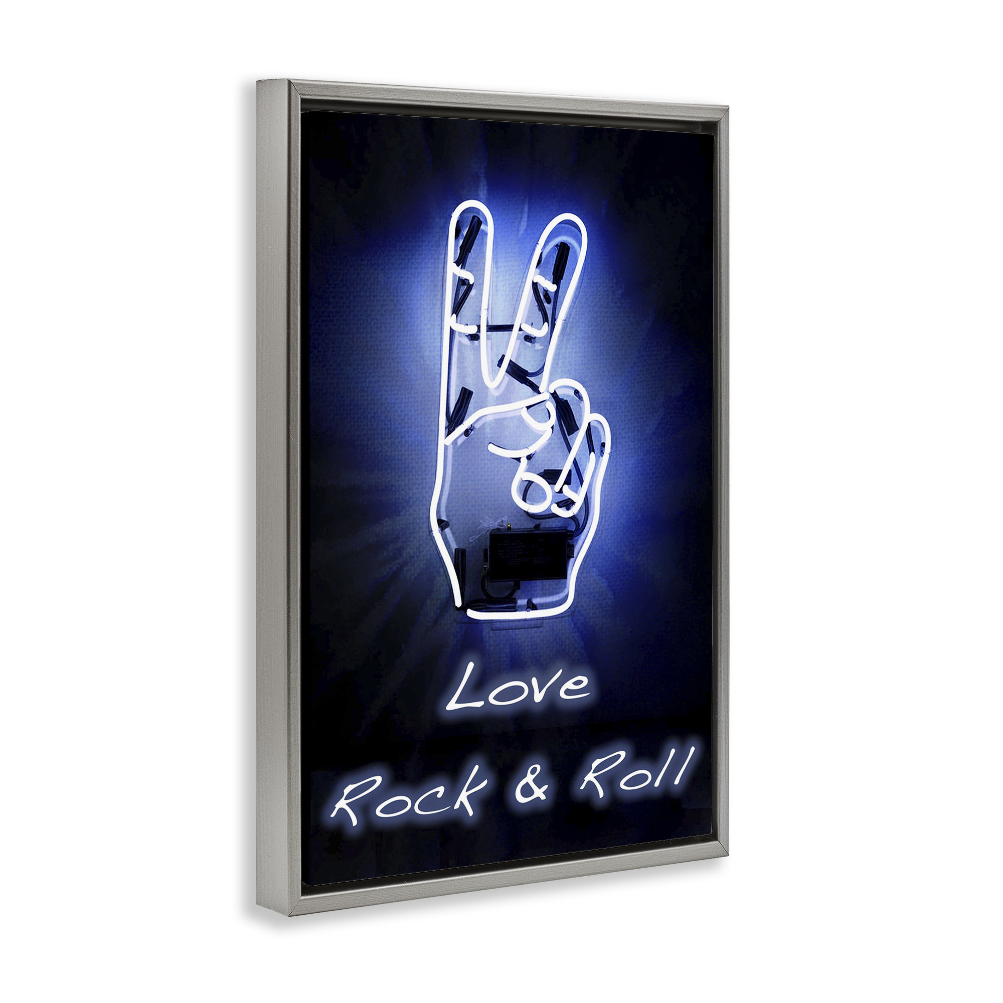 Dakota Fields Love Rock & Roll Neon Framed Floater Canvas by Graffi*tee ...