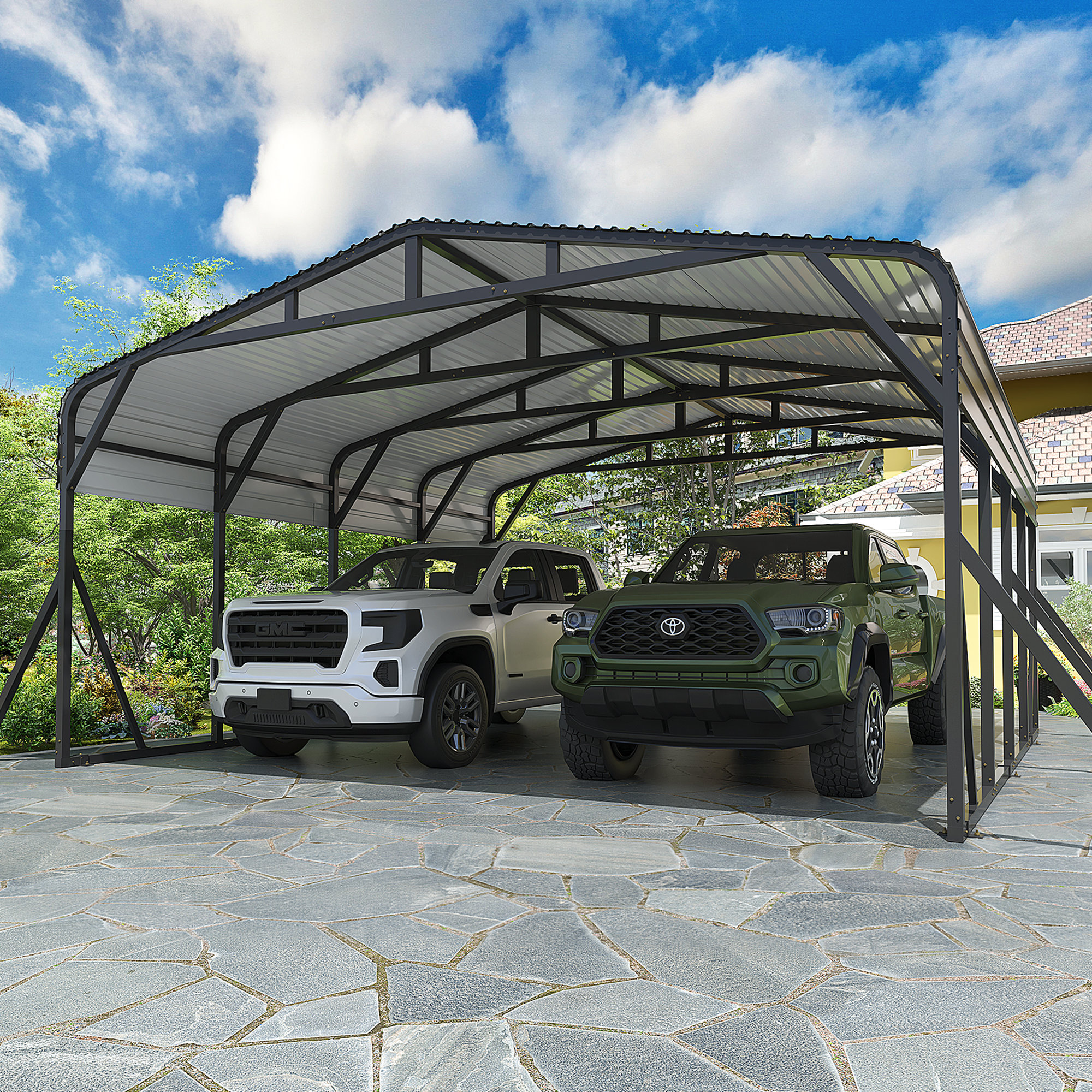 Polar Aurora 20 ft. W x 20 ft. D Heavy Duty Metal Carport With ...