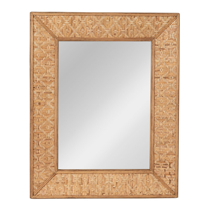 Bay Isle Home Ferrier Bamboo/Rattan Rectangle Wall Mirror | Wayfair