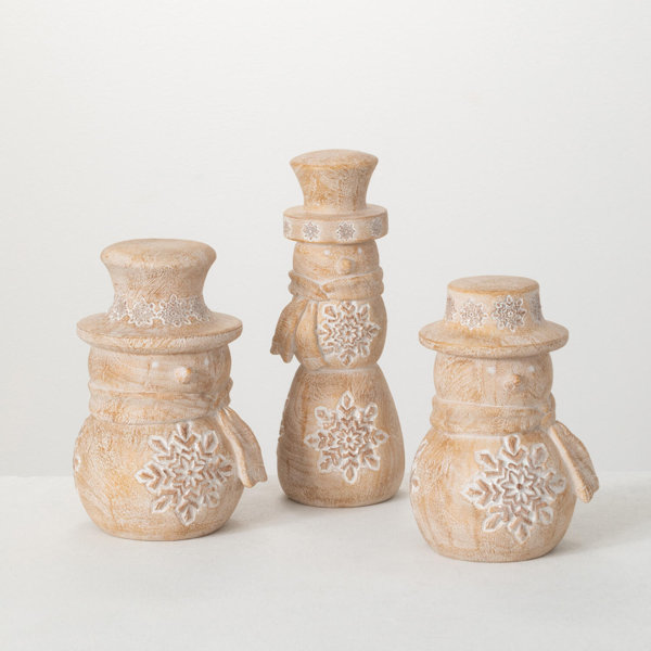 The Holiday Aisle® 8.5", 9" & 11" Christmas Snowman Figurine Set of 3 ...