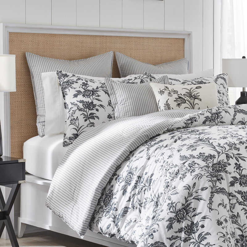 Laura Ashley Amberley Cotton Black Comforter Bonus Set & Reviews | Wayfair