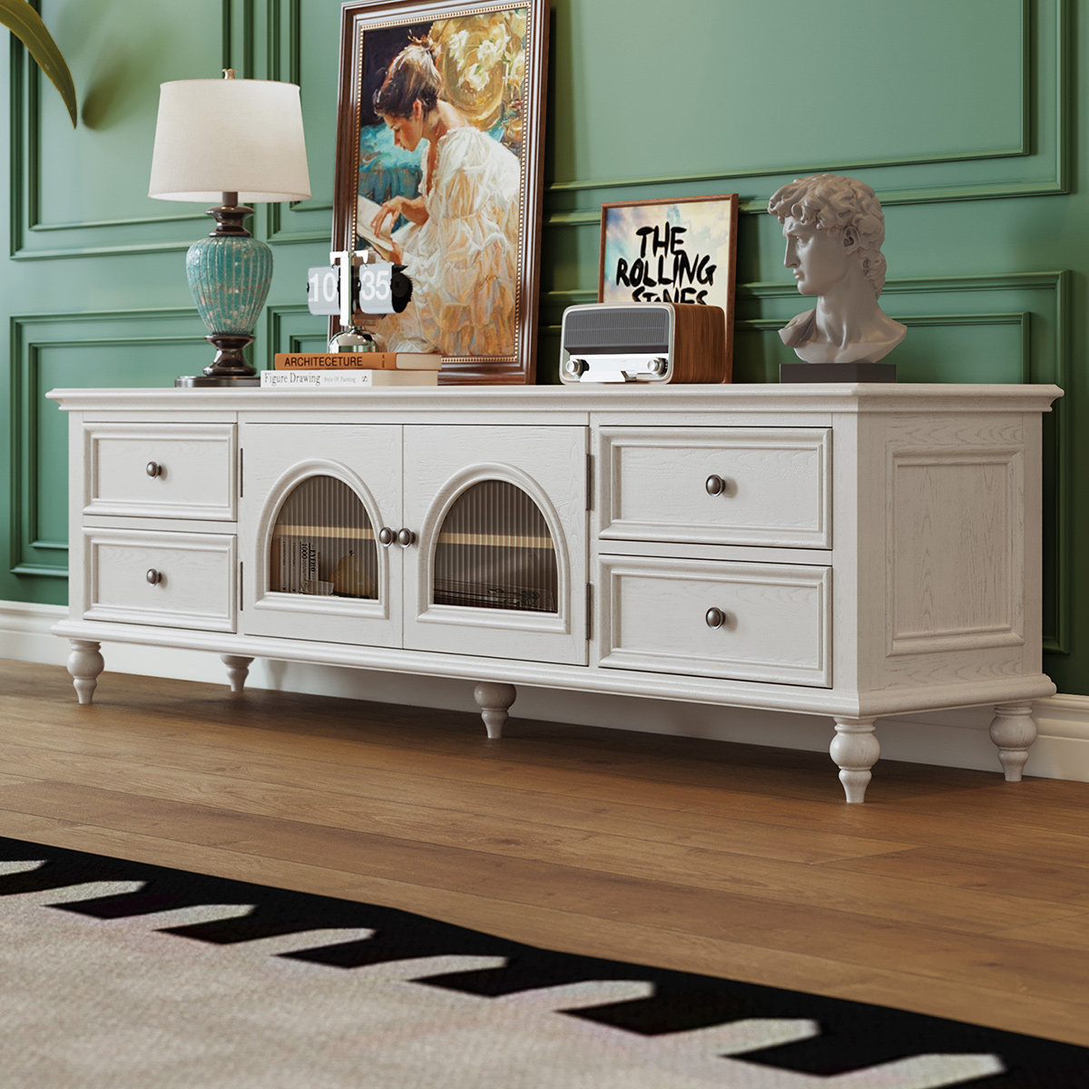 Open Edge Sports White Solid Wood TV Stands | Wayfair