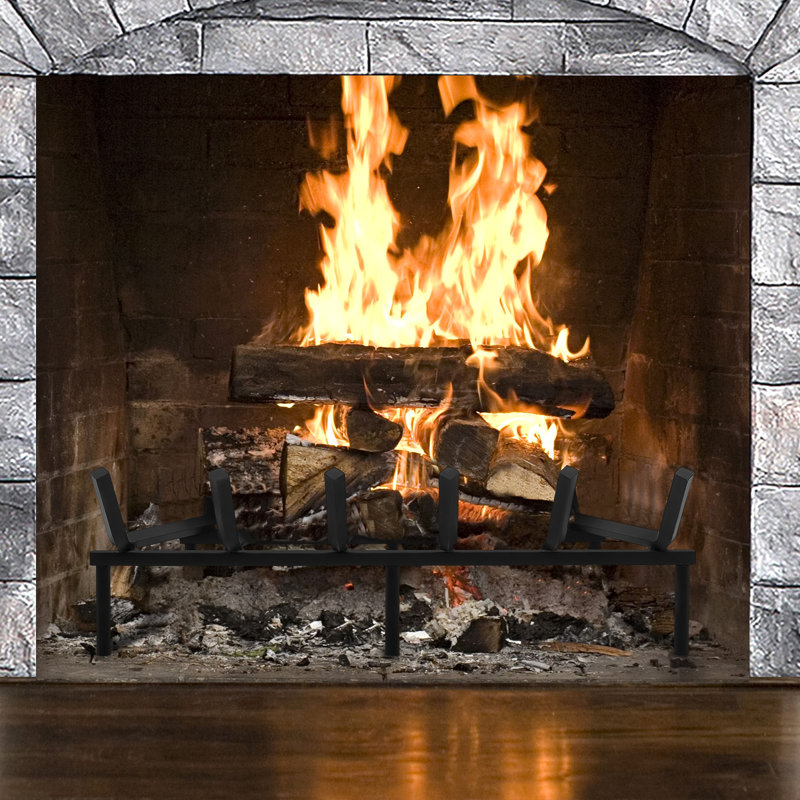 Winston Porter Kelvon Fireplace Grate Heavy Duty Steel Fireplace Log ...