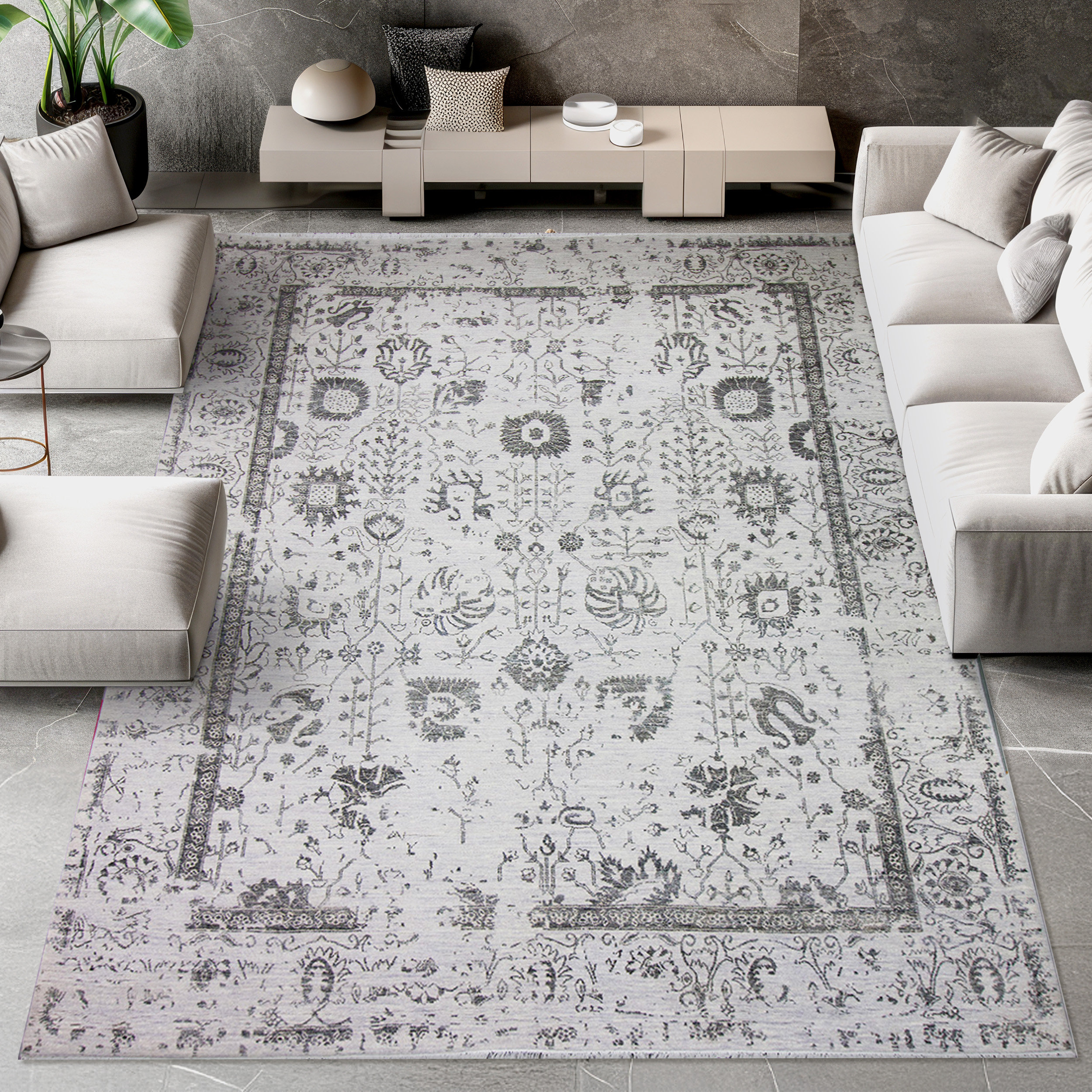 Bokara Rug Co., Inc. Hand-Knotted High-Quality Silver and Black Area ...
