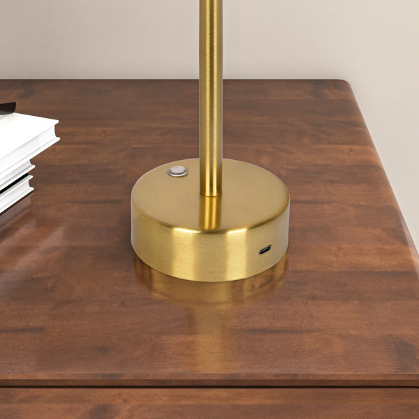 Mercer41 Revel Gold Brass Chargeable USB Desk Lamp with Touch Switch ...