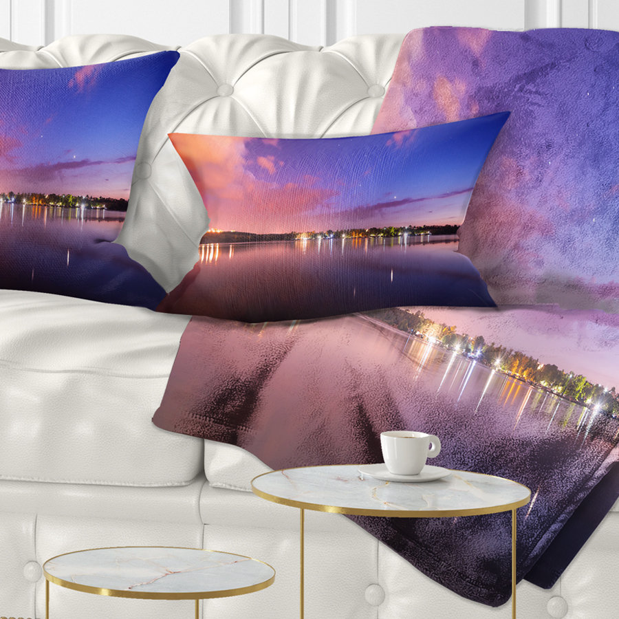 Design Art Landscape Night Sky Reflection in River Lumbar Pillow | Wayfair