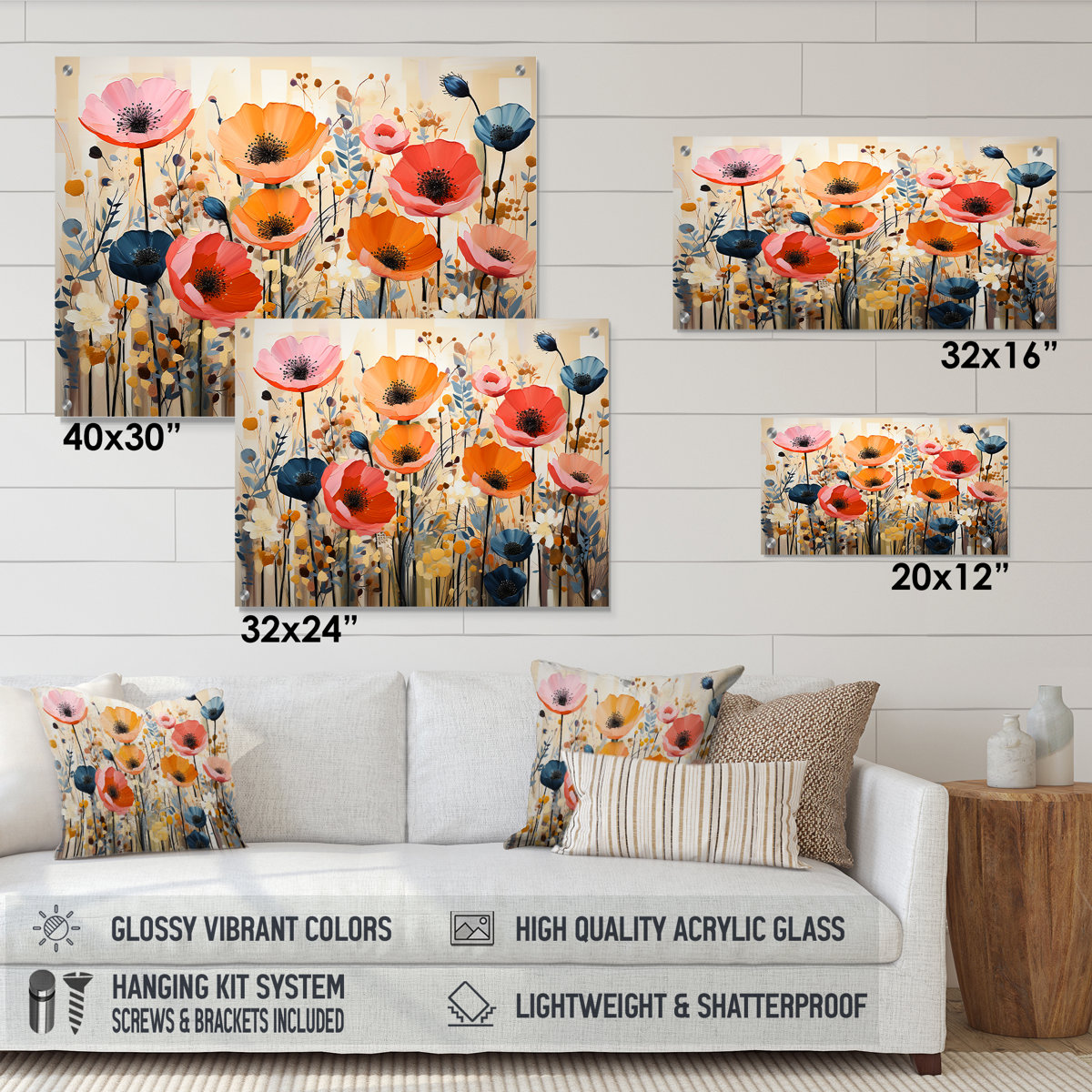 Lark Manor™ Coral Orange Whimsical Botanical Wilds I - Abstract ...