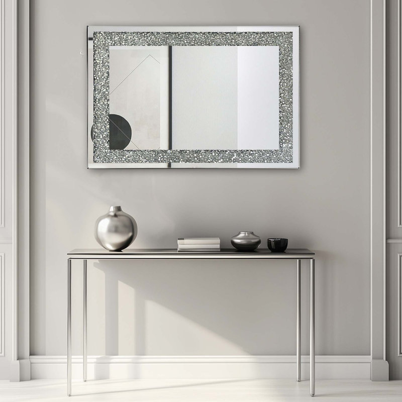 Mercer41 Large Wall-Mounted Silver Decorative Rectangular Wall Mirror ...