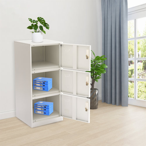 Inbox Zero 3 Door Vertical Stackable Storage Cabinet with Lock | Wayfair