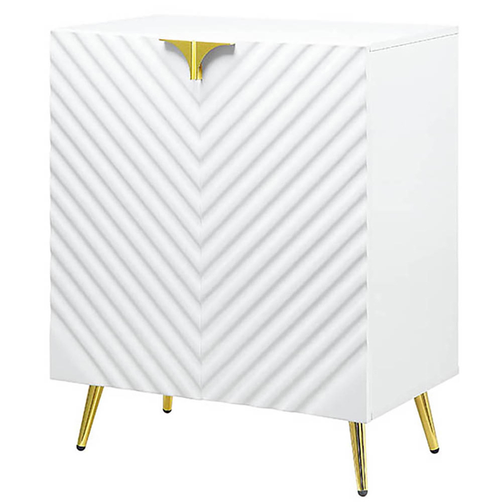 Mercer41 White High Gloss And Gold Console Table With Shelf | Wayfair
