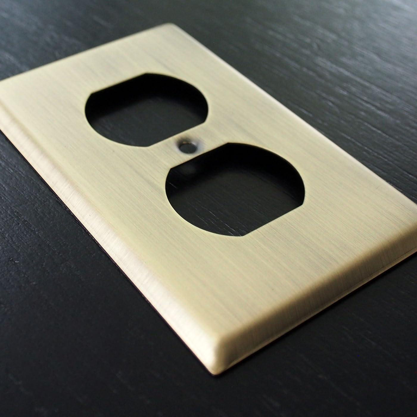 tangmaikeji BRASS Metal Duplex Antique Gold Metal Outlet Cover STANDARD ...