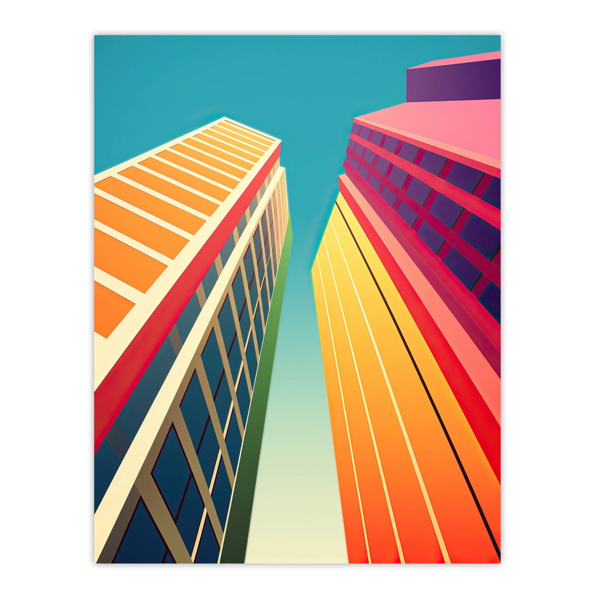Wee Blue Coo Wall Art Print City Life Skyscraper Graphic Design ...