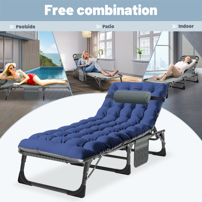 JTANGL High Bearing Capacity Striped 3 Fold Bed 5 Levels Adjustment ...