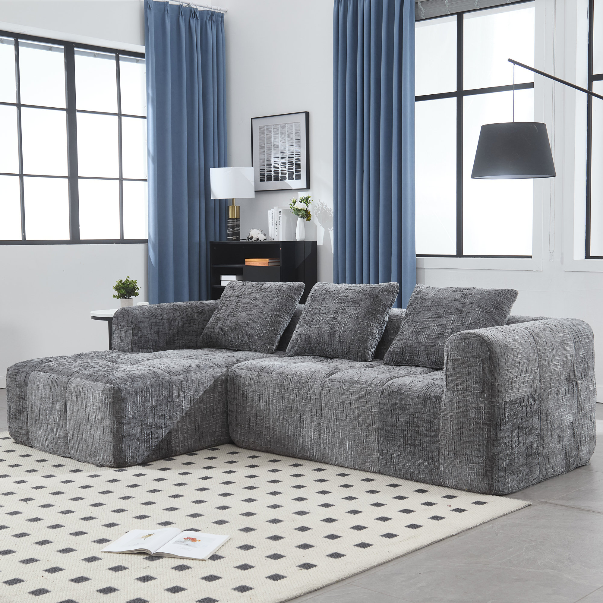 Latitude Run® modular sectional sofa, modern modular L-shaped sofa with ...