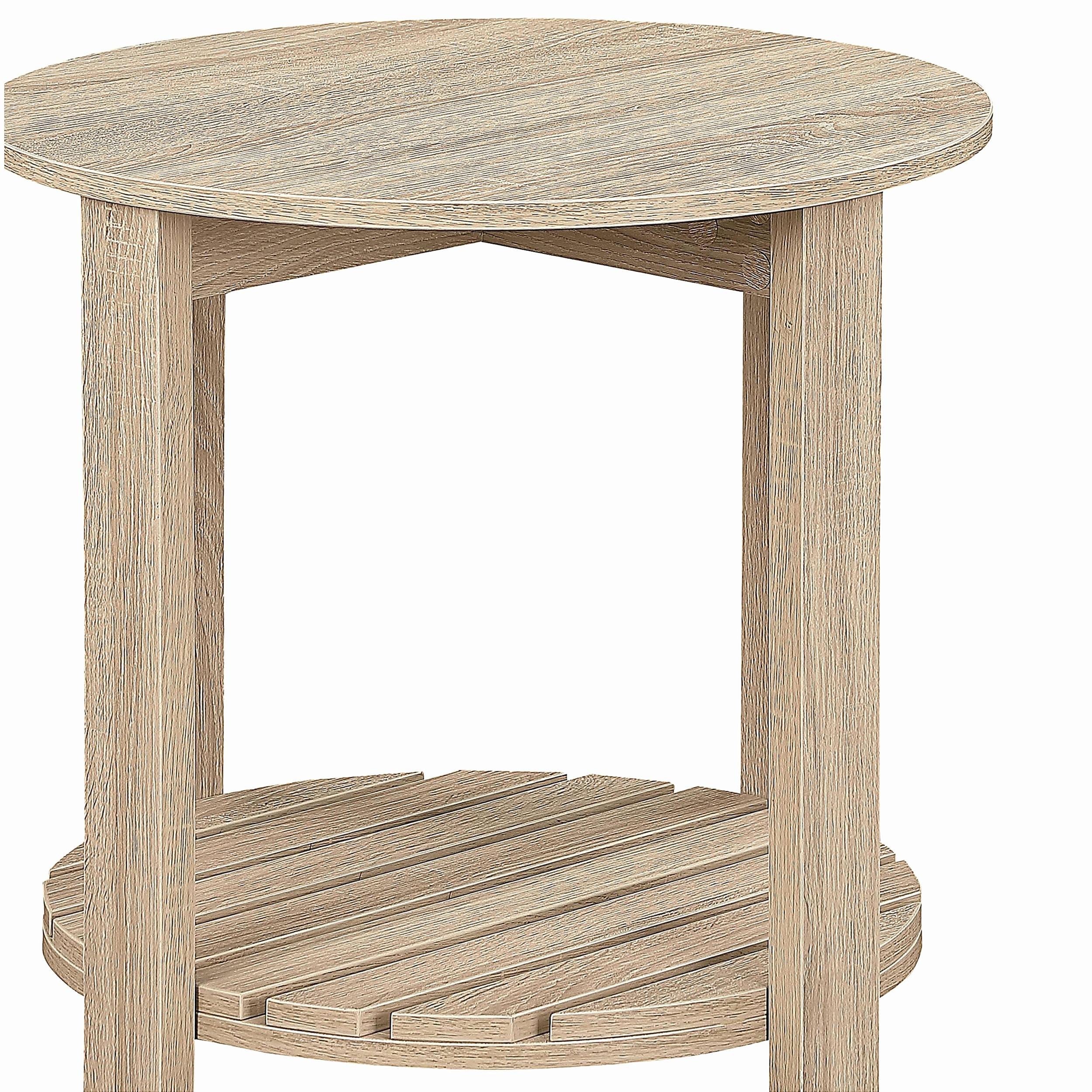 Everly Quinn Altos Natural 1-shelf Round Engineered Wood Side End Table ...