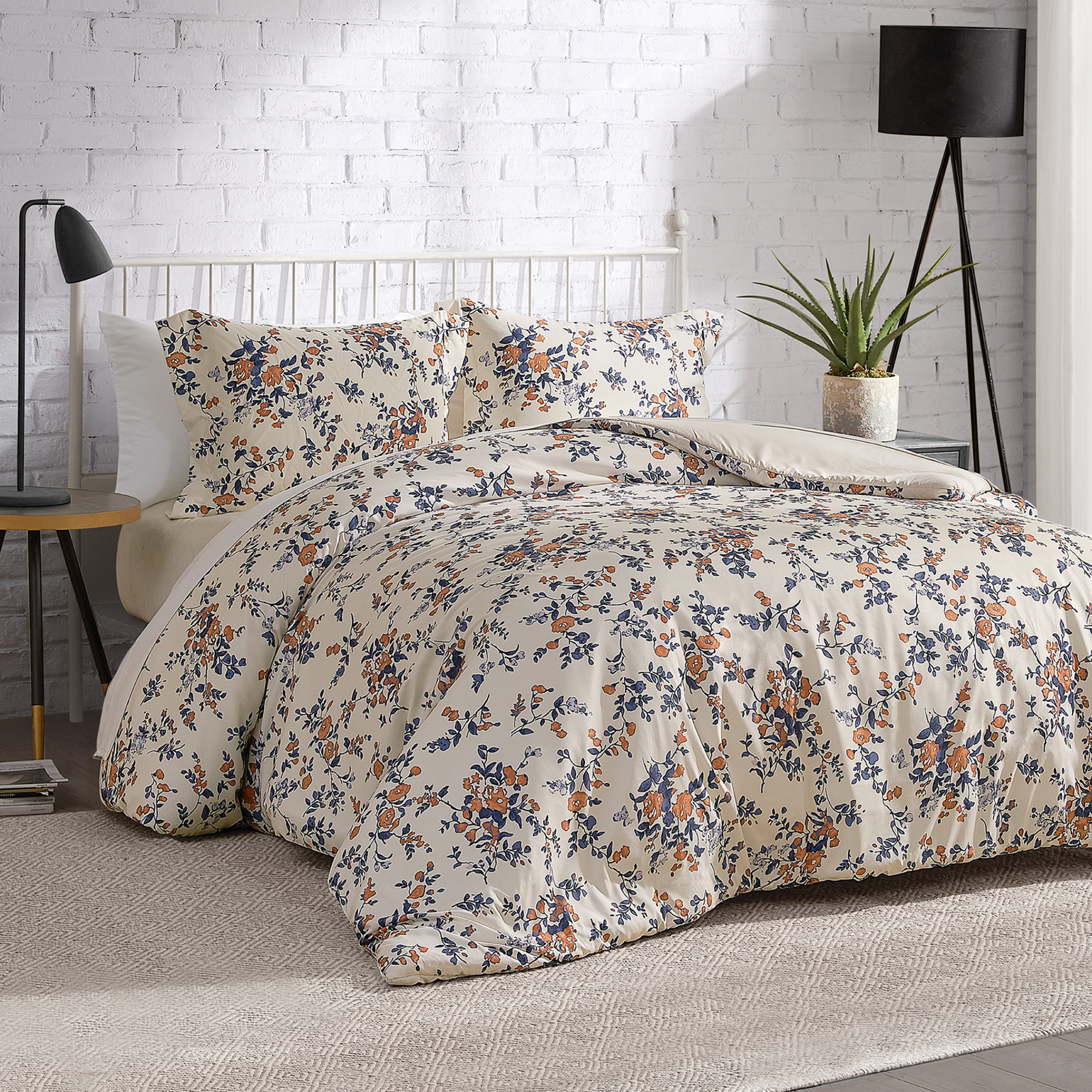 Lucky Brand Garden Floral Bouquet Reversible Duvet Cover & Shams ...