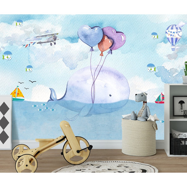 Isabelle & Max™ Recdo Cartoon Whale and Sea Landscape Wall Mural | Wayfair