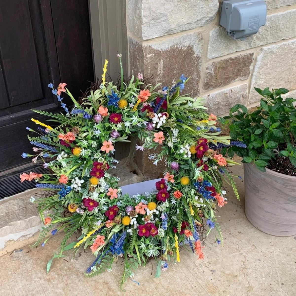 The Holiday Aisle® 17.7in Wildflower Wreath Spring/ Summer Wreath for ...