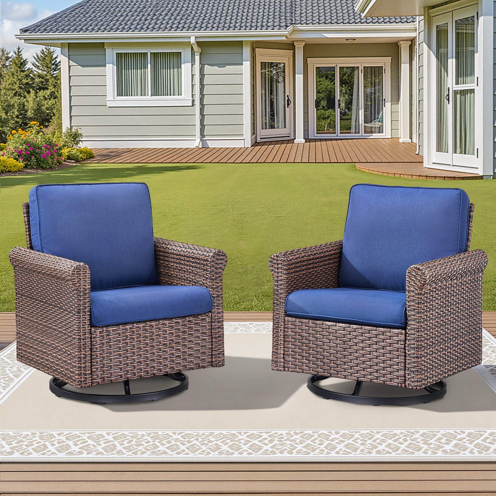 Red Barrel Studio® Patio Chairs Wicker Swivel Rocker Set Of 2 & Reviews ...