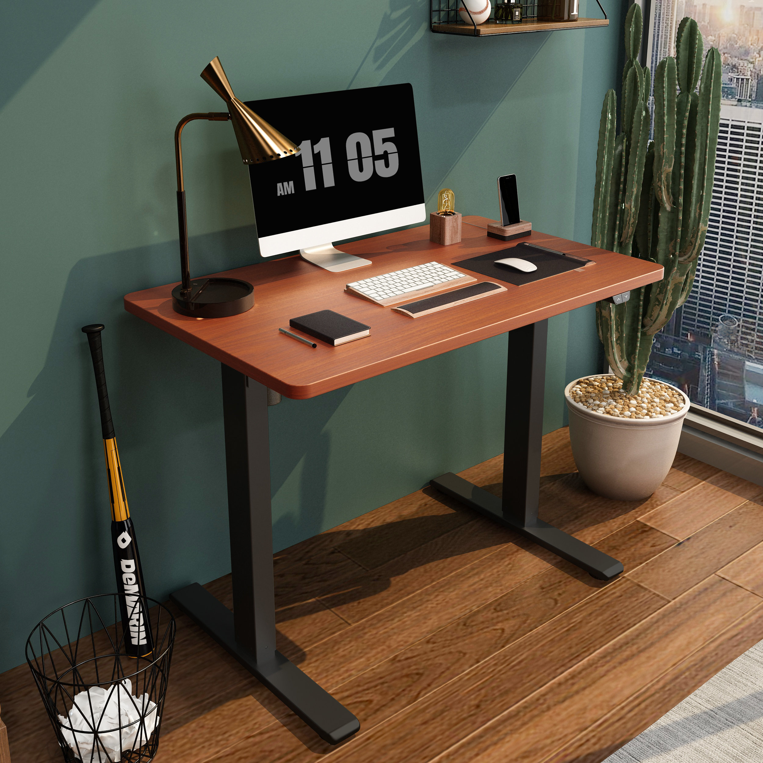 Inbox Zero Home Office Height Adjustable Standing Desk With Built-in ...