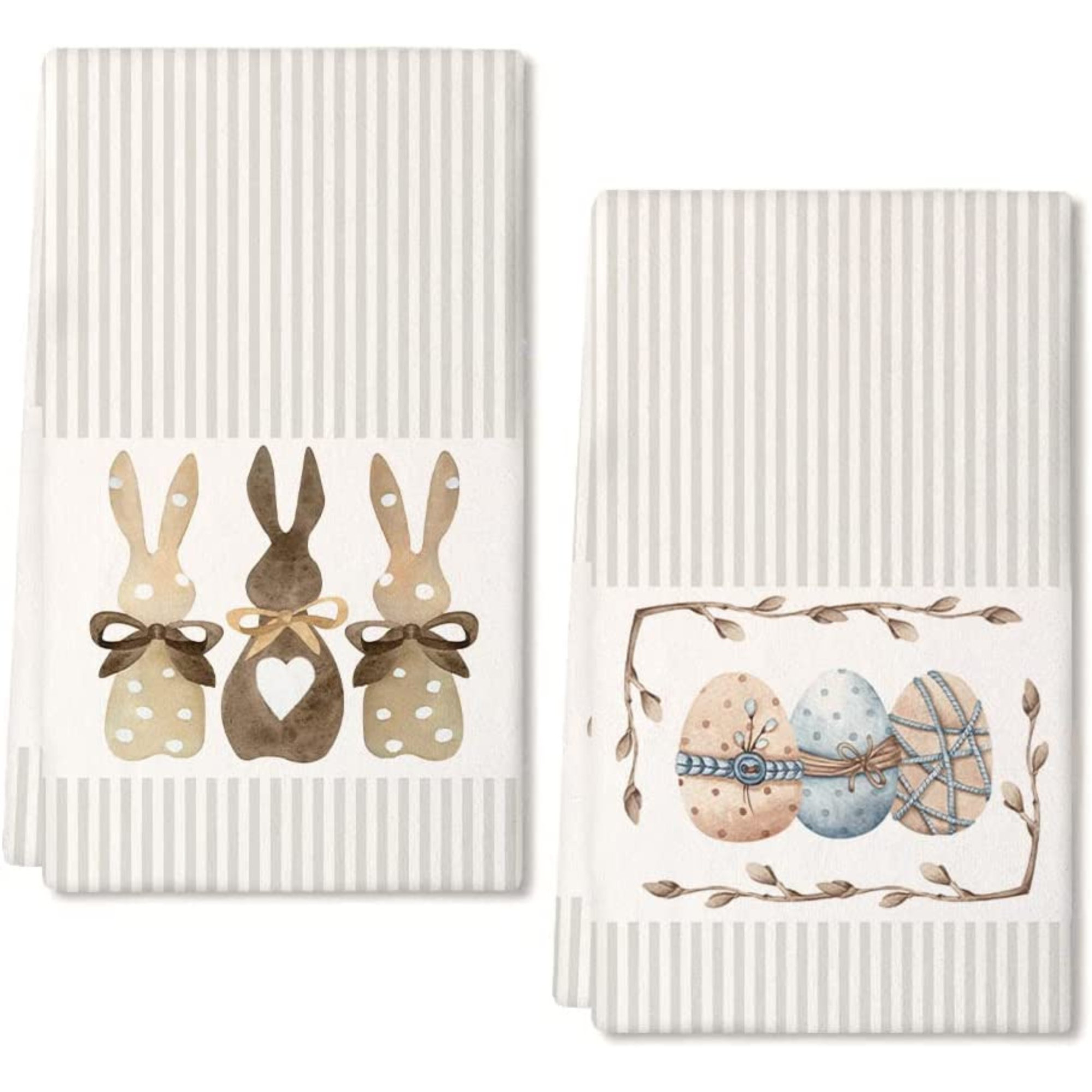 ToccoLeggero Easter Kitchen Towels For Easter Decor Beige Bunny Dish ...