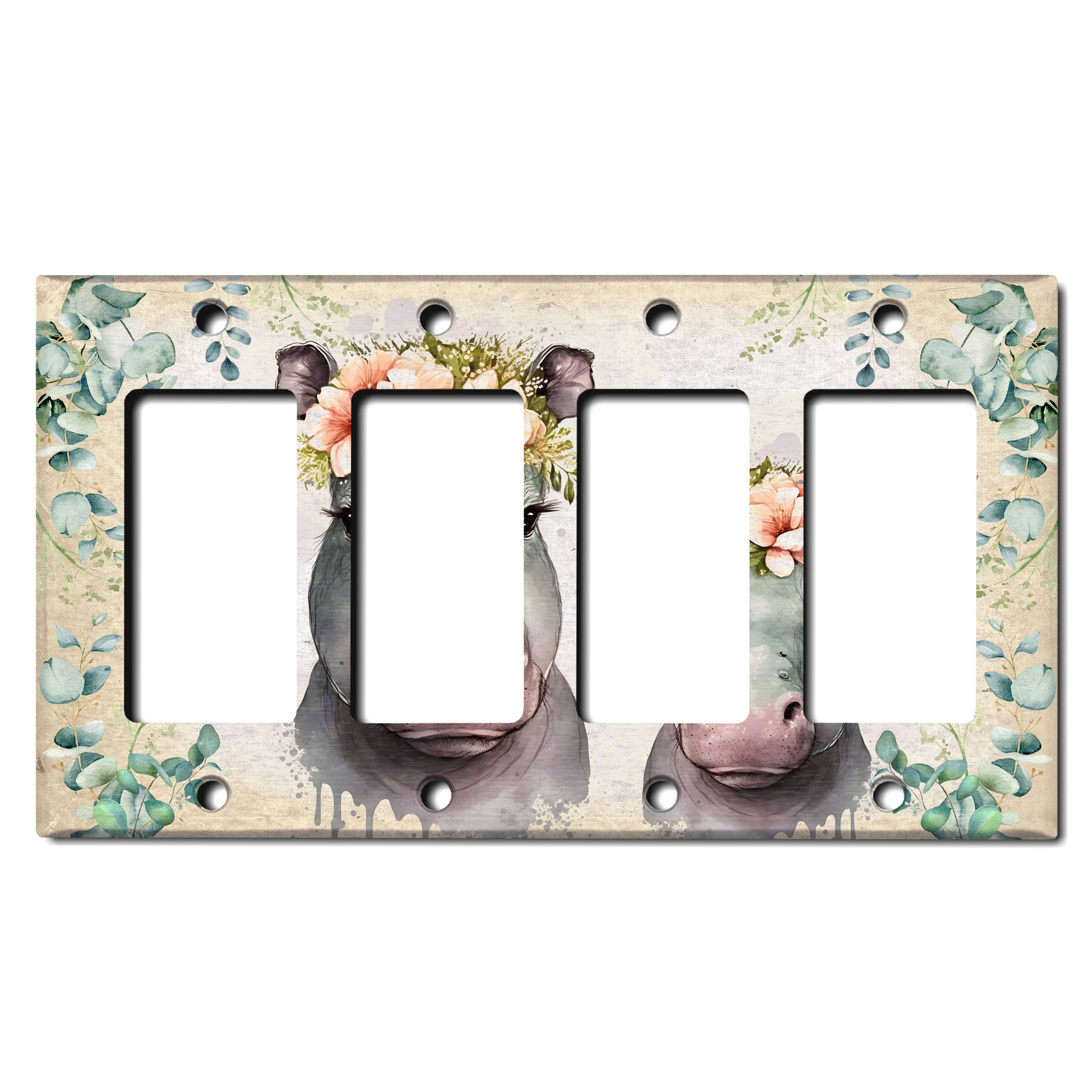 WorldAcc Metal Light Switch Plate Outlet Cover (Cute Hippo Animal ...