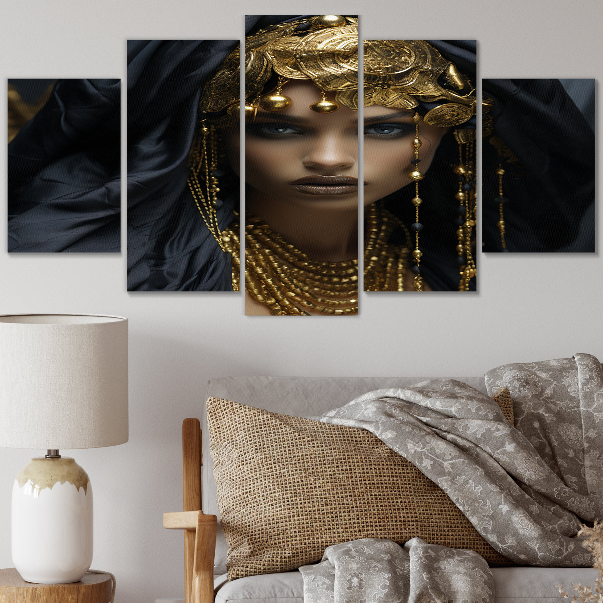 Latitude Run® Gracious Gold Bohemian Goddess I - Fashion Wall Art Print ...