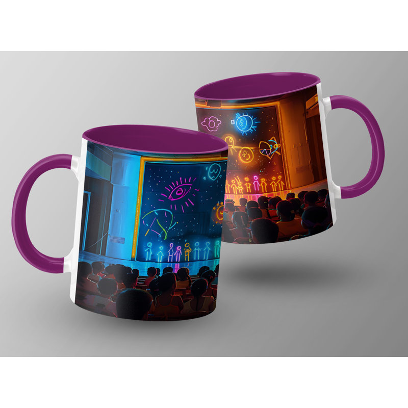 East Urban Home Kids Drawing Style 11oz Accent Mugs – White Ceramic ...