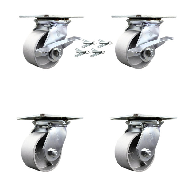 Service Caster 4 Piece Semi Steel Caster Set with Roller Bearing 4 ...
