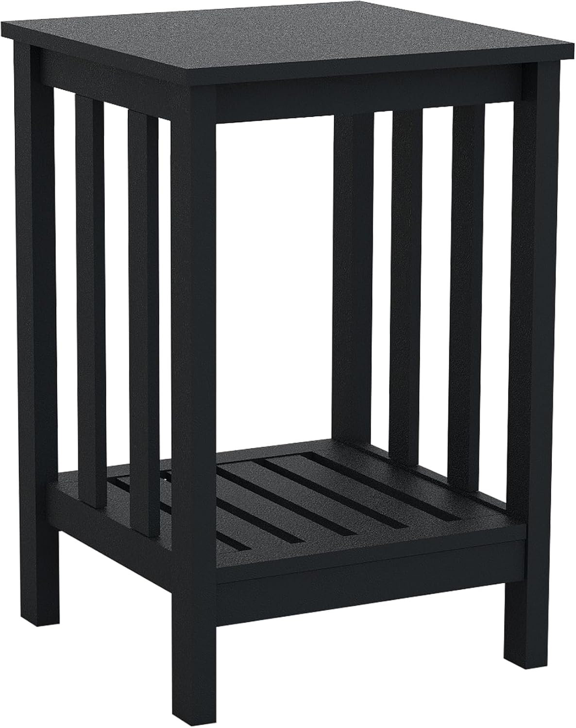 Latitude Run® Modern Black Square End Table With Open Storage Shelf ...
