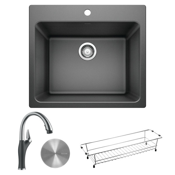 Blanco Liven Silgranit 25" L x 22" W Drop-In/Undermount Laundry Sink ...