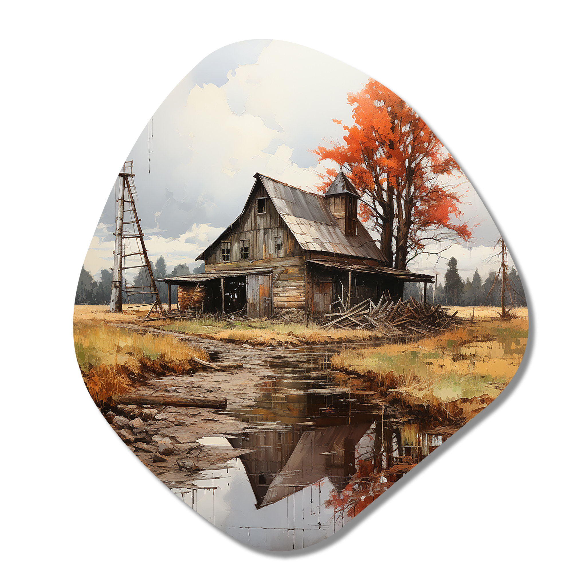 Design Art Barns Weathered Wisdom I - Irregular Shape Barns Metal Wall ...