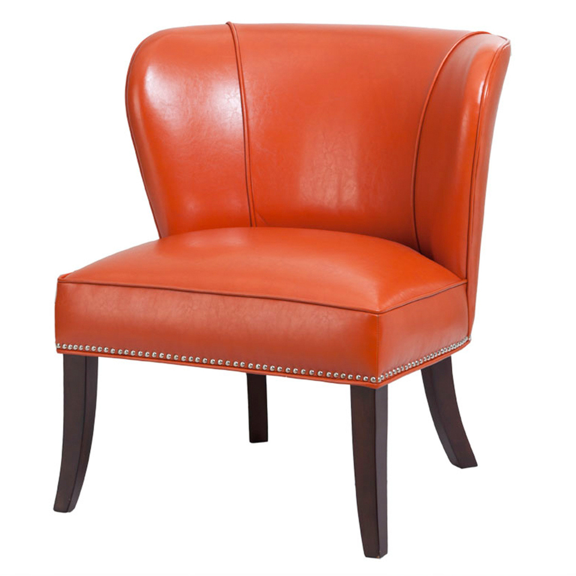 Hokku Designs Fashionable Faux Leather Armless Chair With Solid Wood ...
