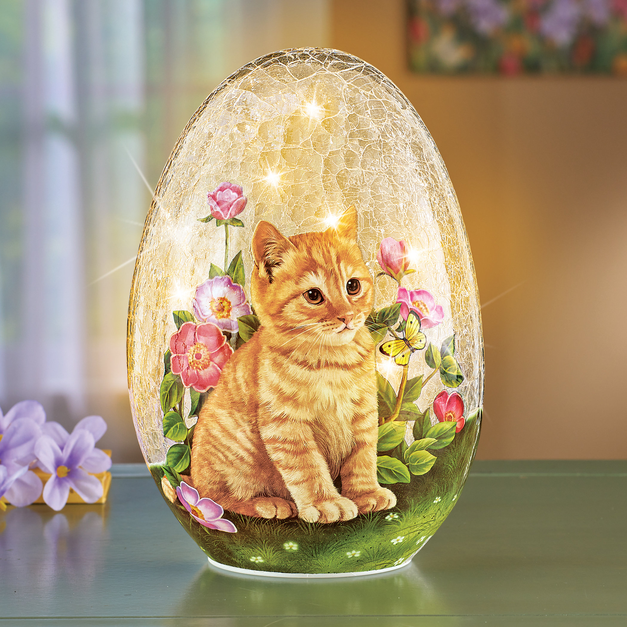 Red Barrel Studio® Donalson Adorable Cat And Butterflies Led Lighted ...