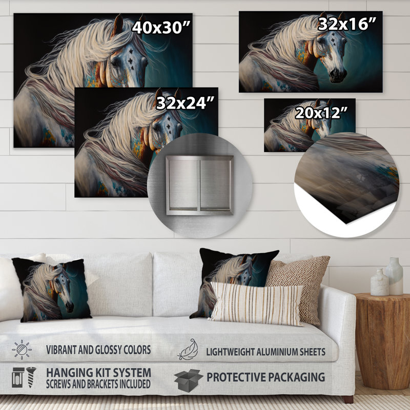 Union Rustic Indian Horse With Colorful Mane III - Modern Metal Wall ...