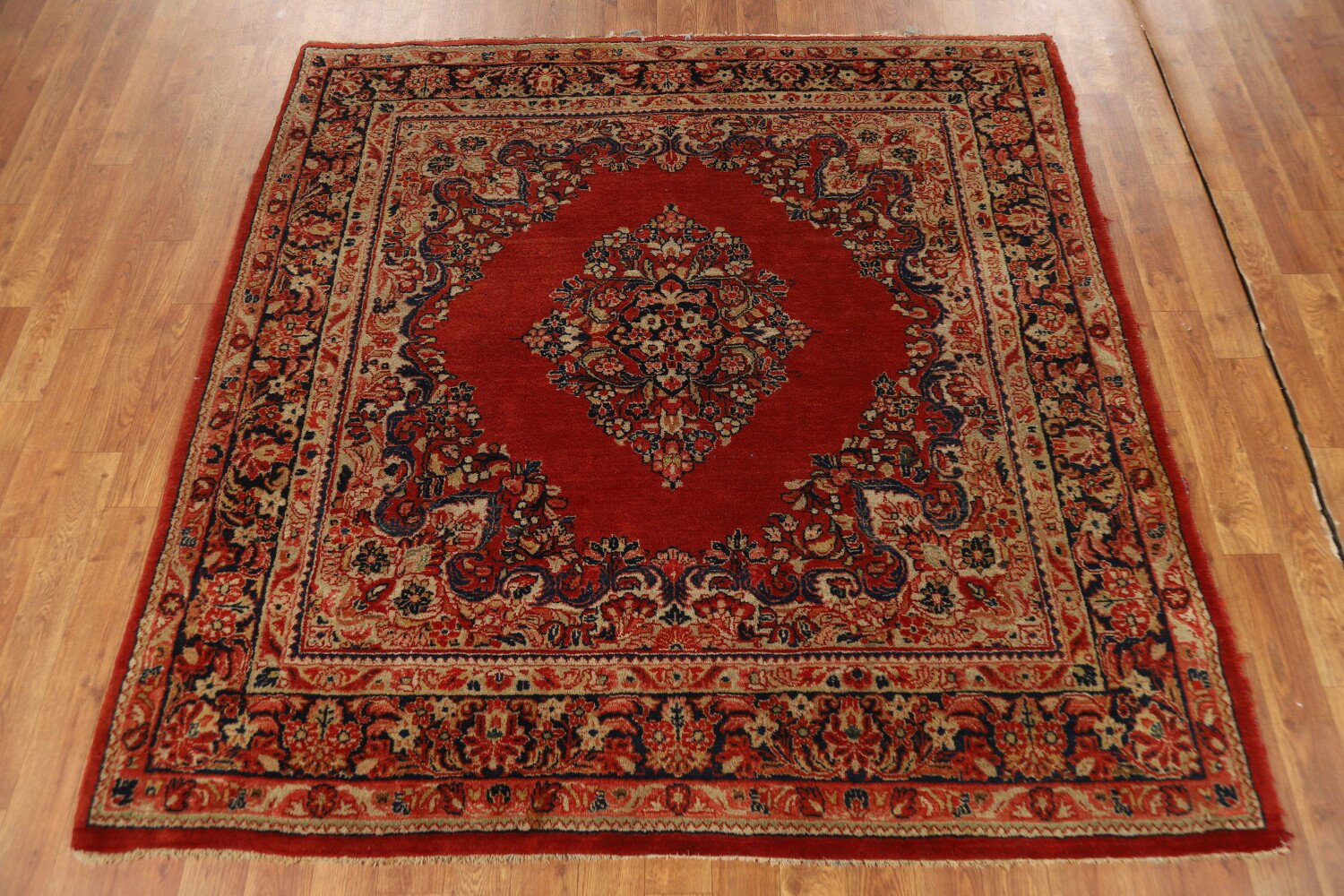 Bloomsbury Market Orange Square Medallion Traditional Rug 5x5 | Wayfair